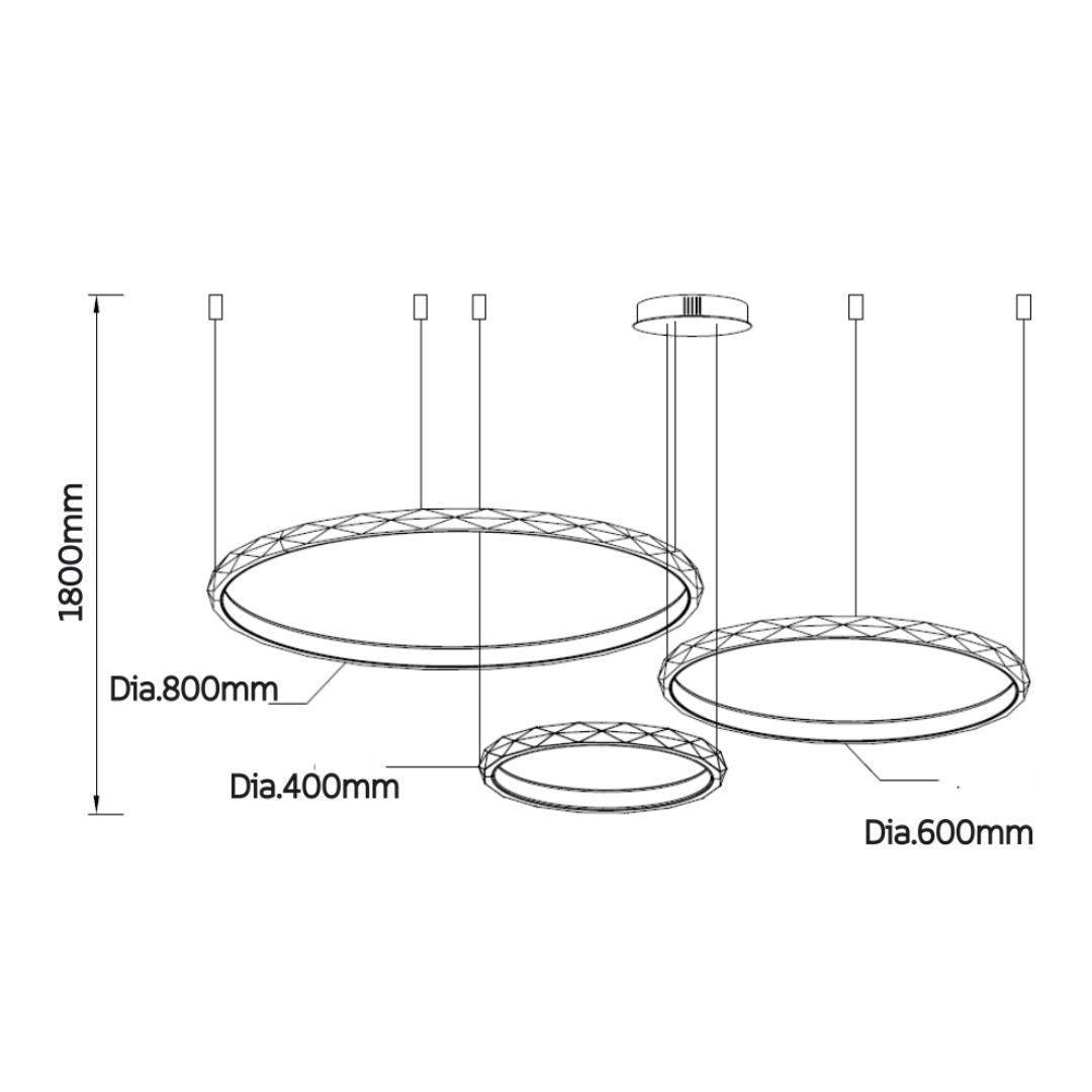 DUSKY MOON Chandelier 3 Rings | Buy Chandelier Online | The Light Library
